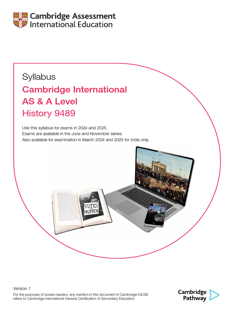 Syllabus: Cambridge International AS & A Level History 9489 | PDF