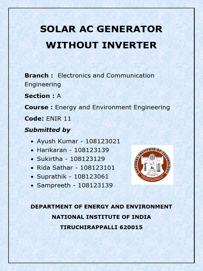 Energy Environment Project | PDF | Solar Power | Photovoltaics