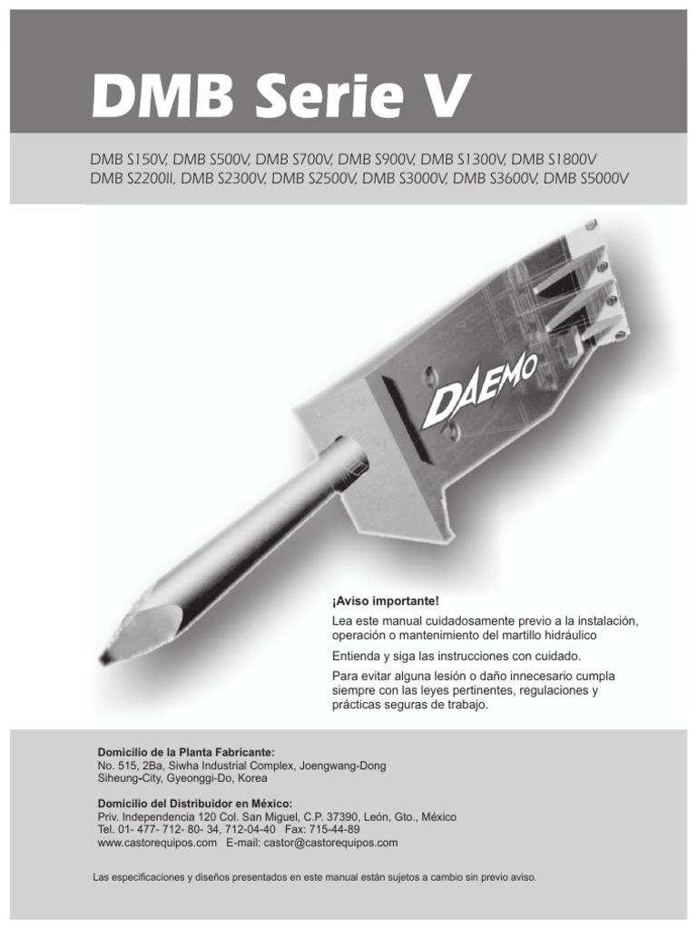 Manual Daemo DMB Serie V | PDF | Tornillo | Máquinas