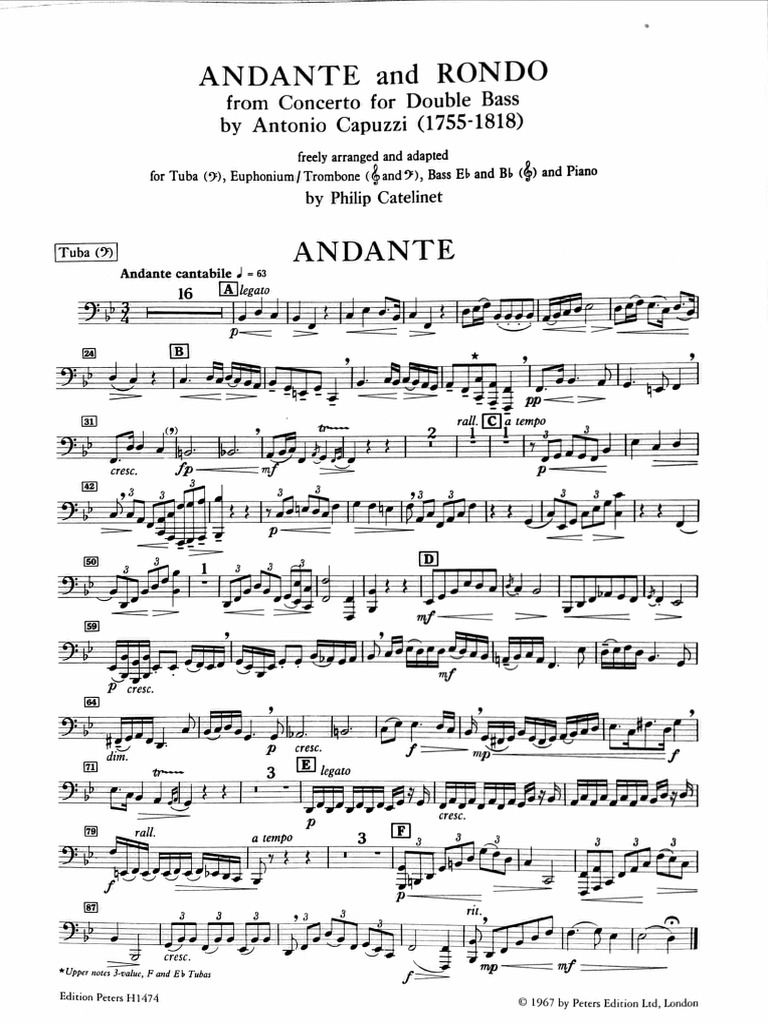 Tuba - Capuzzi Andante and Rondo | PDF | Tempo | Elementary Organology