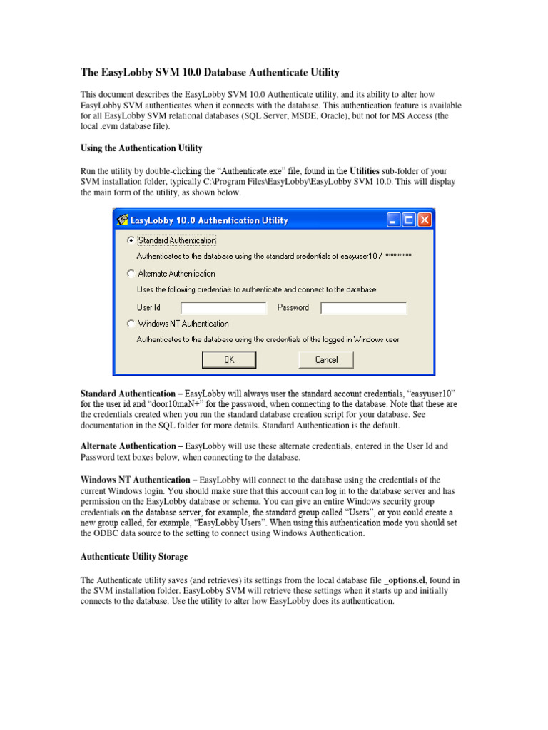 Authenticate Utility | PDF | Databases | Command Line Interface