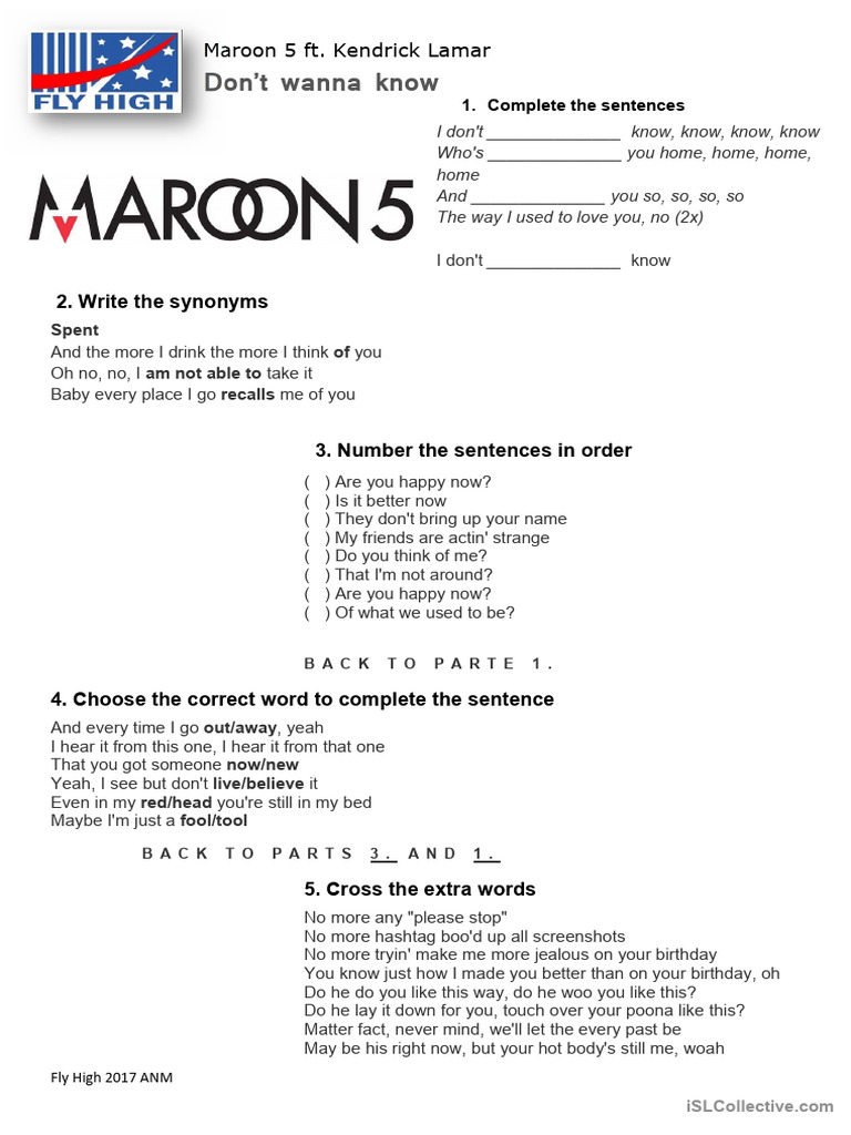 Maroon 5 - Don't Wanna Know | PDF