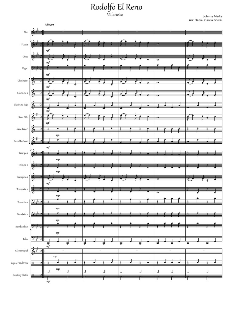 Rodolfo El Reno Villancico (Voz y Banda) | PDF