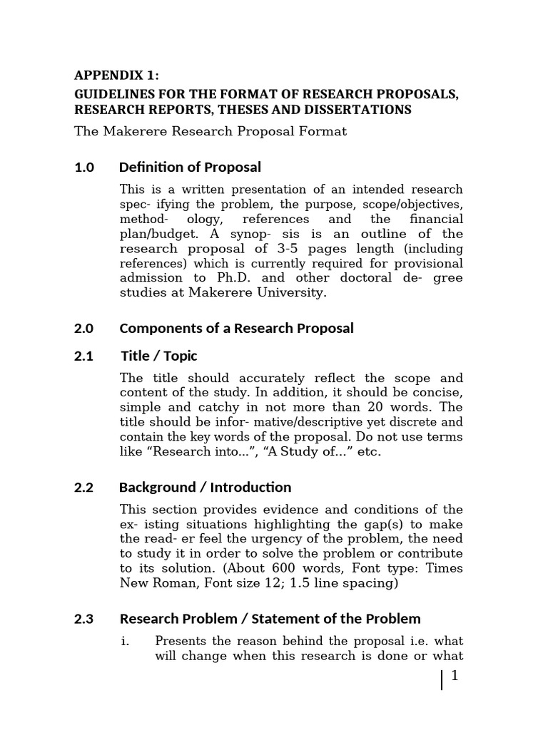 Makerere Research Proposal Guidelines | PDF | Thesis | Hypothesis
