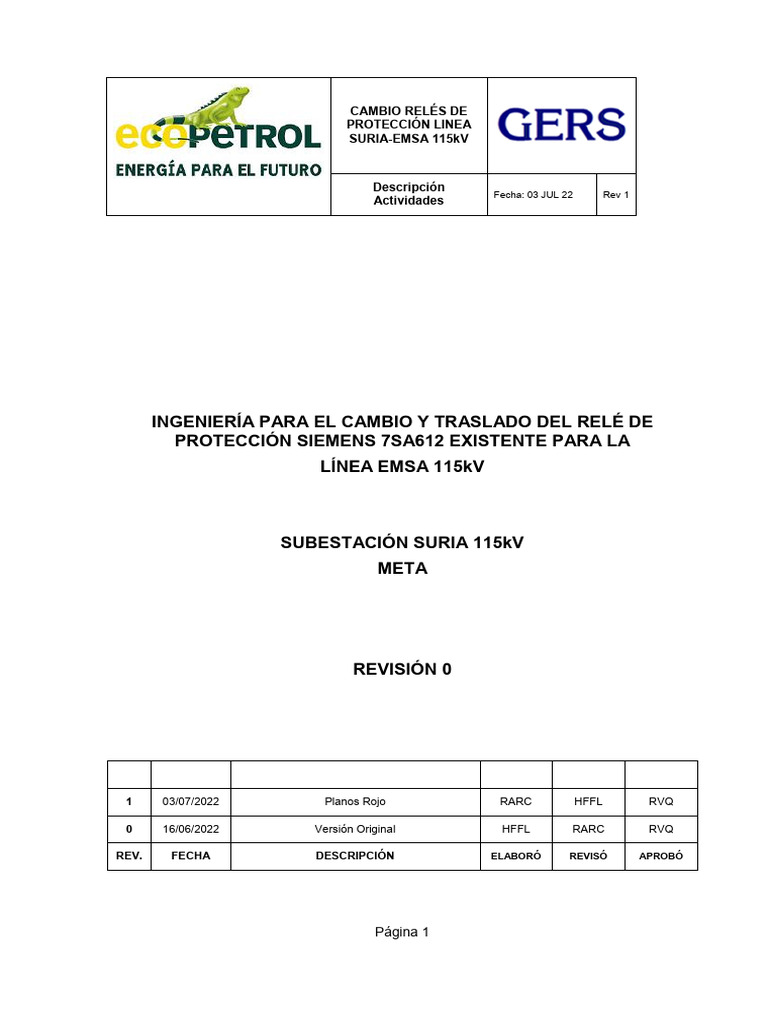 00 E4-385 Retrofit Protecciones Electricas SE Suria Rev1 | PDF | Relé ...