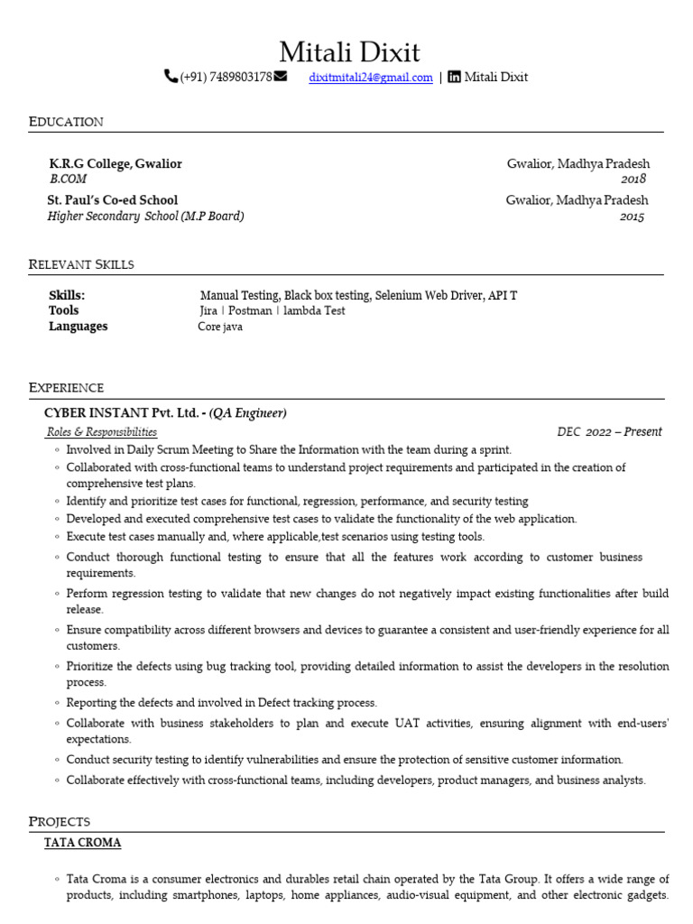 Mitali's Resume (1) - 3 | PDF | Systems Engineering | Software Engineering