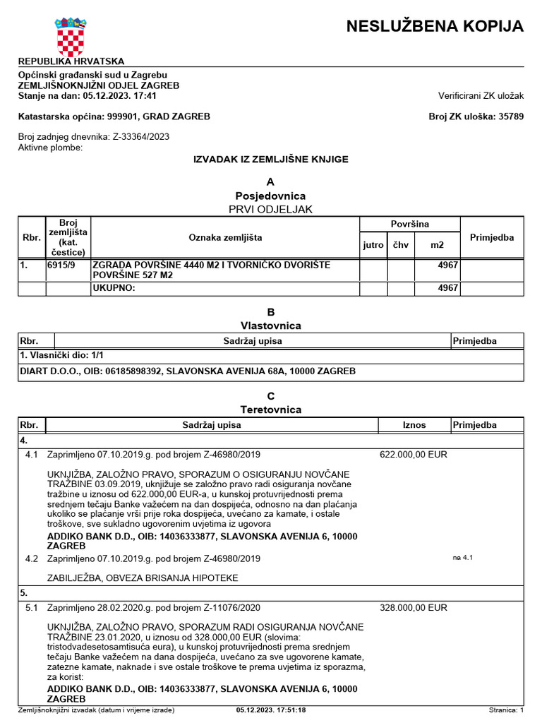 Diart ZK 35789 Grad Zagreb | PDF