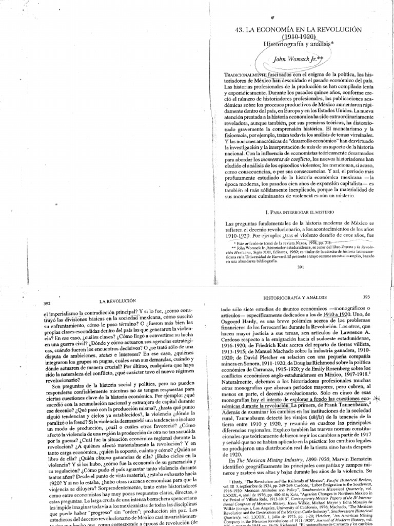 Womack JR., Jhon LA ECONOMIA DE LA REVOLUCION MEXICANA | PDF