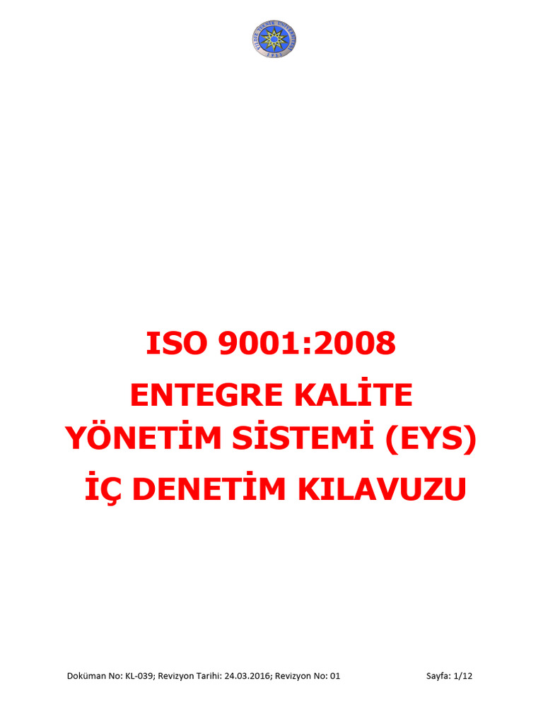 KL-039-EYS İç Denetim Kılavuzu | PDF