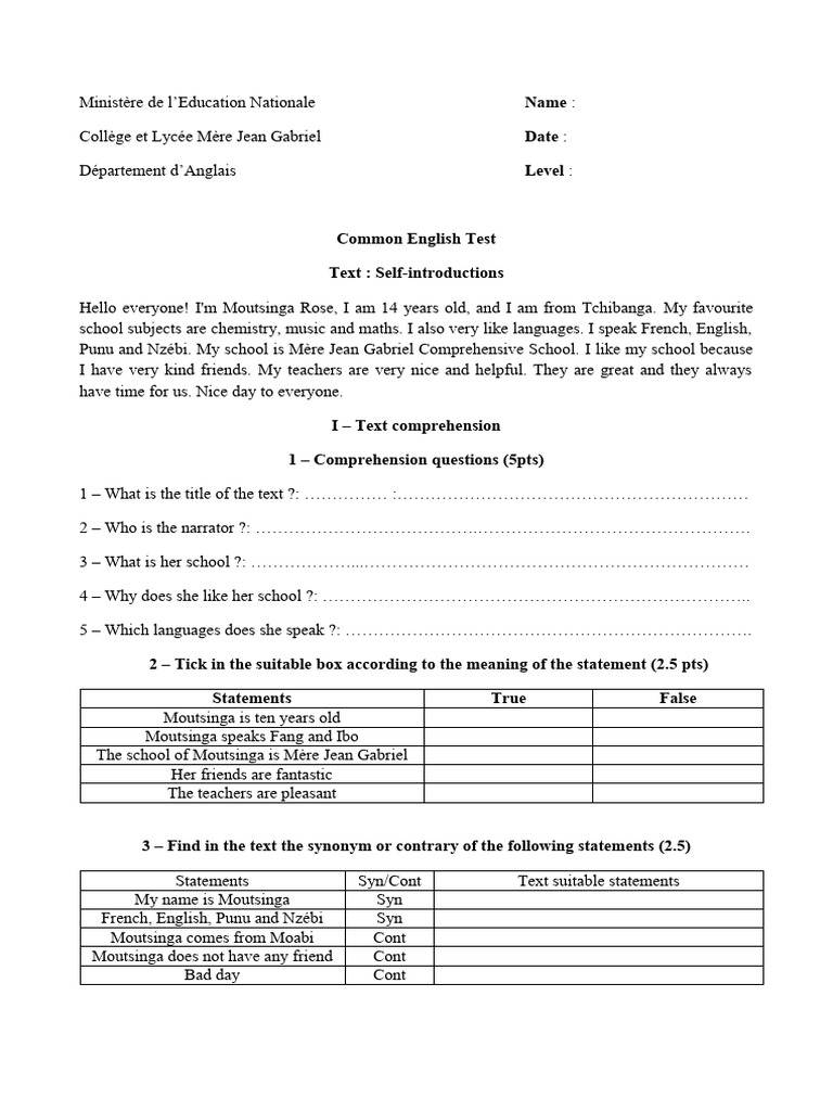 Devoir 4e CLMJG | PDF | Cognitive Science | Language Mechanics