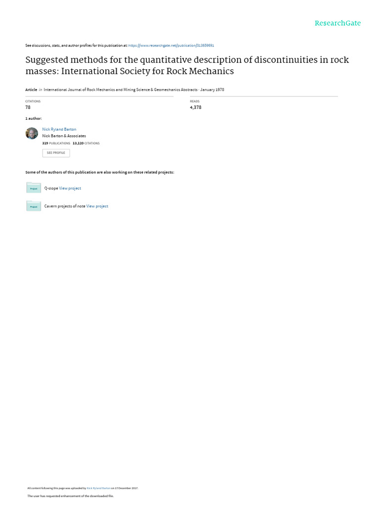 ISRM 1978 Methods for Rock Discontinuities | PDF