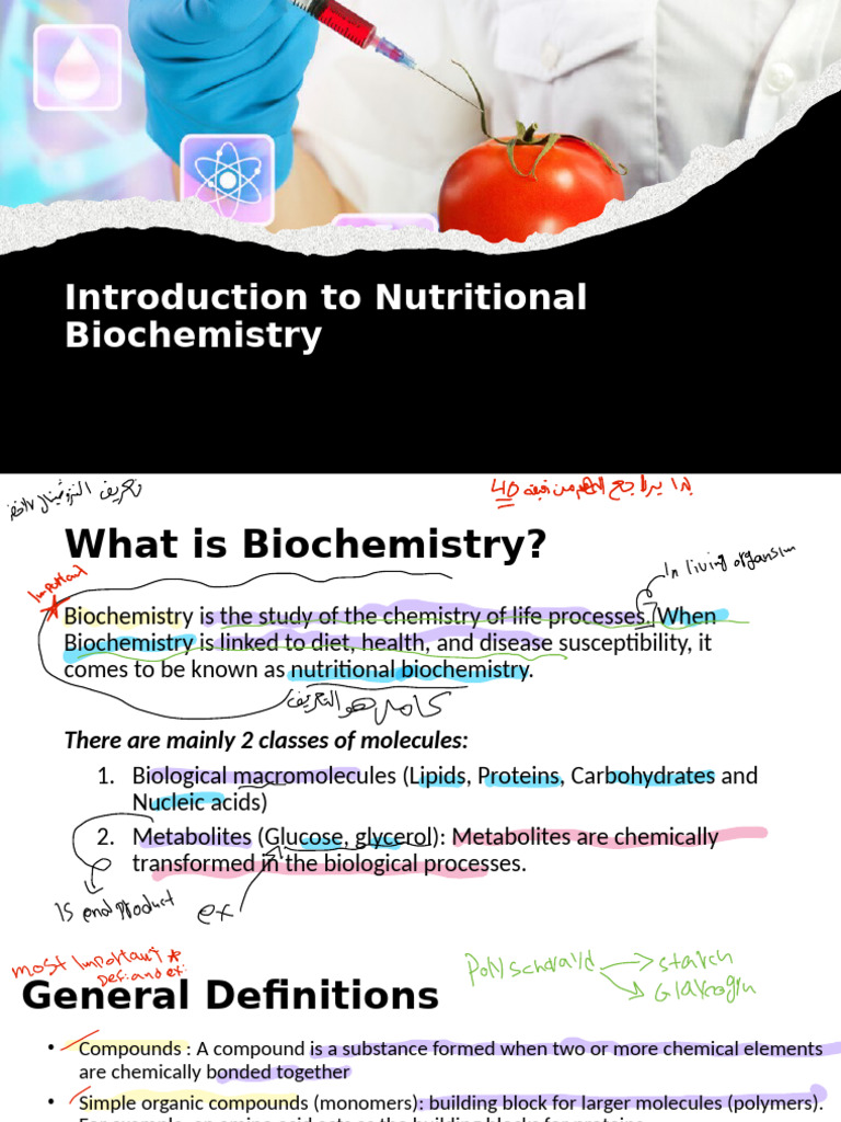 Nutritional Biochemistry Overview | PDF | Biochemistry | Chemistry