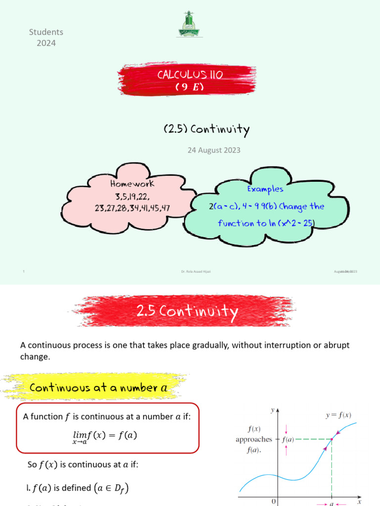 Calculus 110: (2.5) Continuity | PDF | Continuous Function | Function (Mathematics)