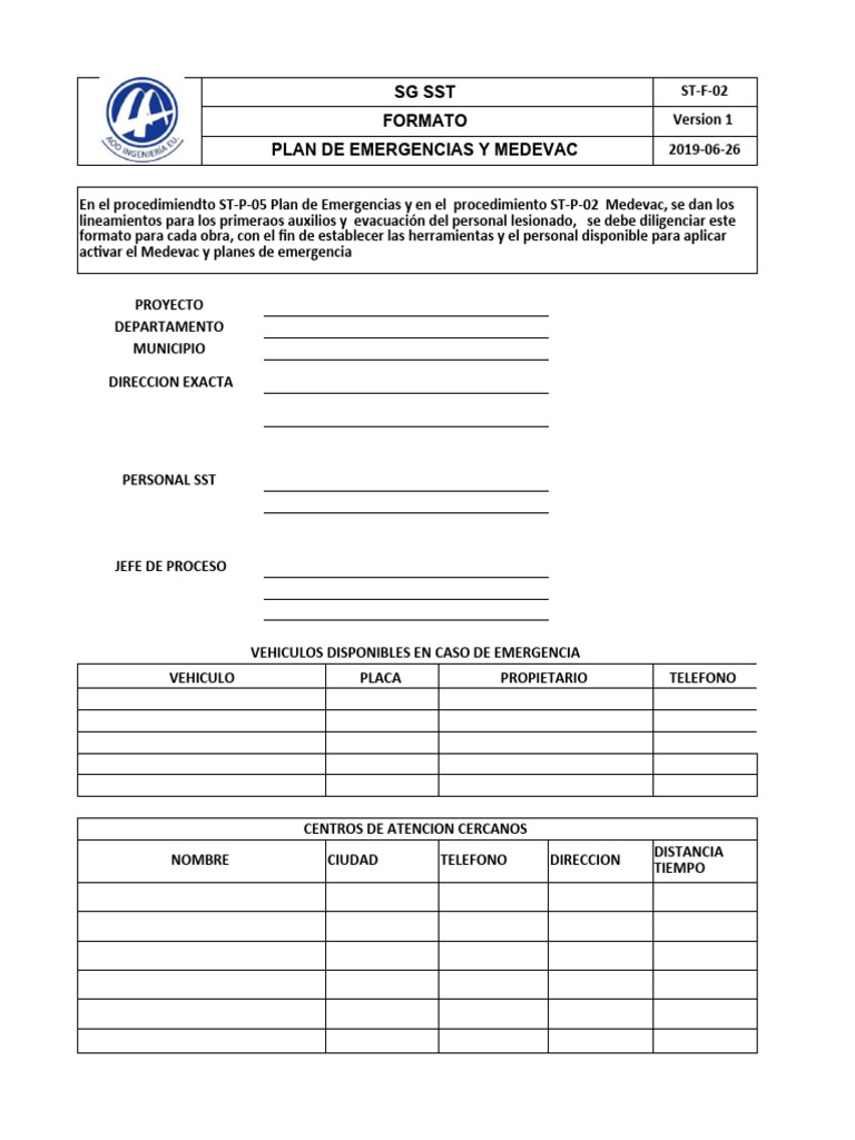 Plan de Emergencias y Medevac | PDF | Seguridad Pública | Gestión de emergencias