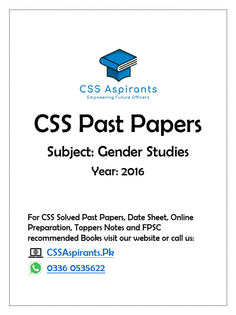 CSS Gender Studies Papers | PDF | Feminism | Gender Studies
