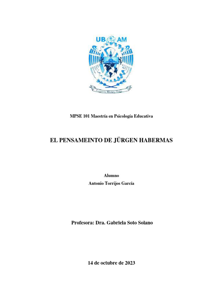 Actividad 3 El Pensamiento de Habermas | PDF | Jürgen Habermas | Teorías filosóficas
