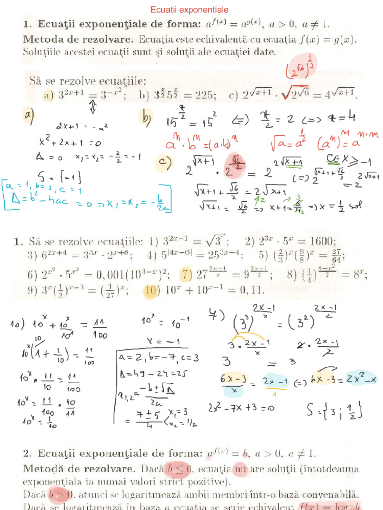Ecuatii Exponentiale (I) | PDF