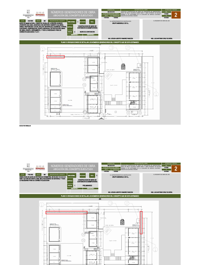 68-Dgo-P03-F06 Numeros Generadores de Obra Ubicacion Del Concepto Ejecutado Na Estimacion 2 ...