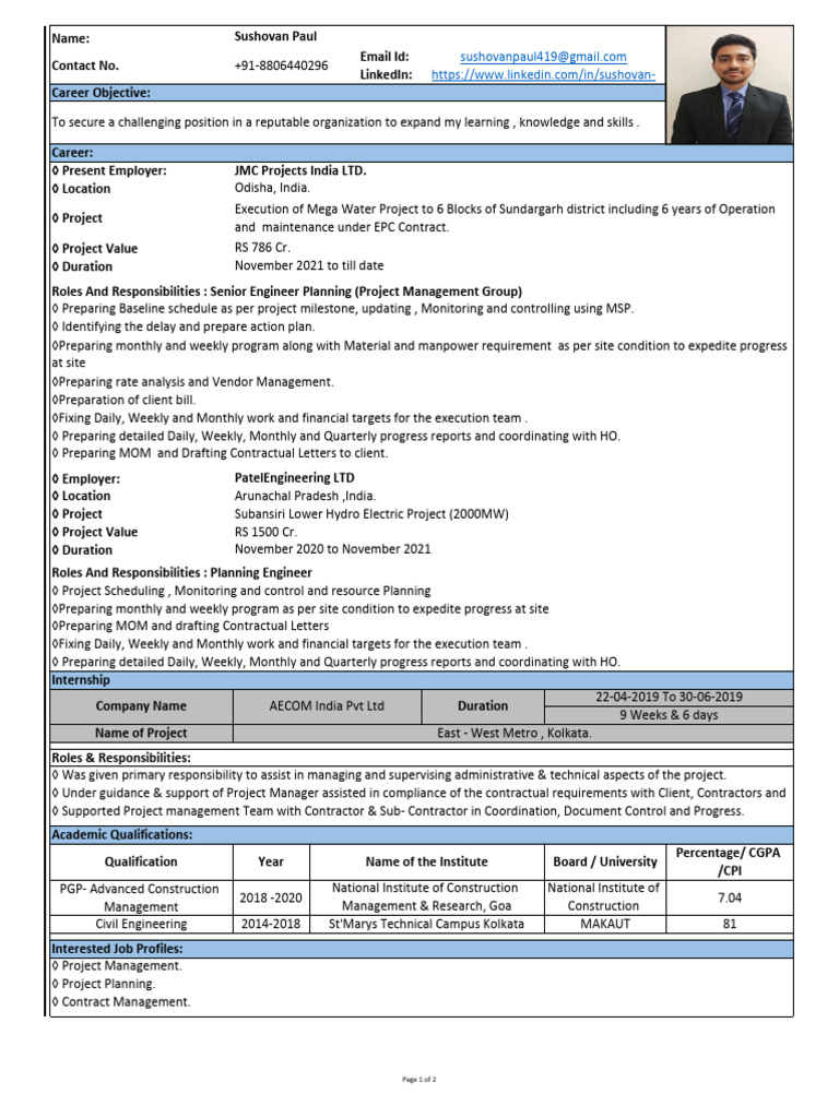 CV Sushovan | PDF | Business