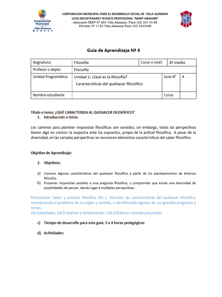 Fa 3EM U1 G04 TAREA Características Del Quehacer Filosófico | PDF | Ciencia cognitiva | Cognición