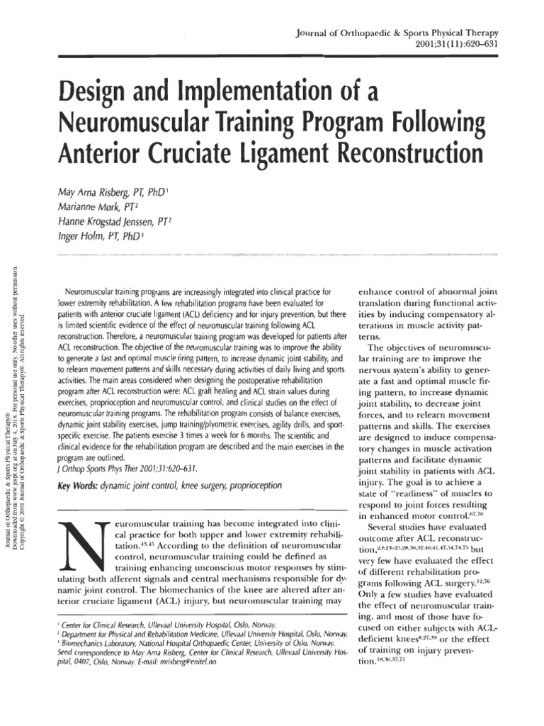 Acl Prevention | PDF | Physical Therapy | Musculoskeletal System