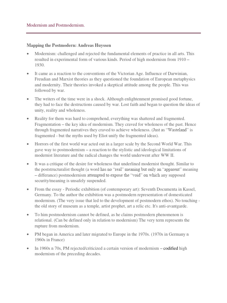 Mapping The Postmodern | PDF | Modernism | Postmodernism