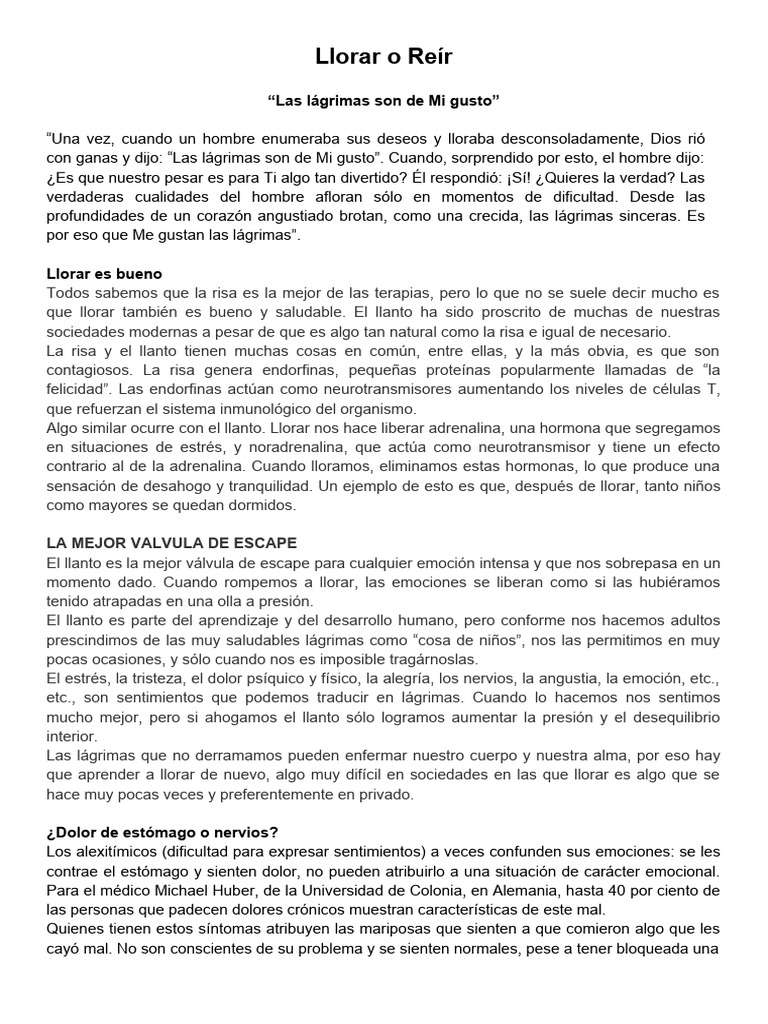 Llorar o Reír | PDF | La risa | Las emociones