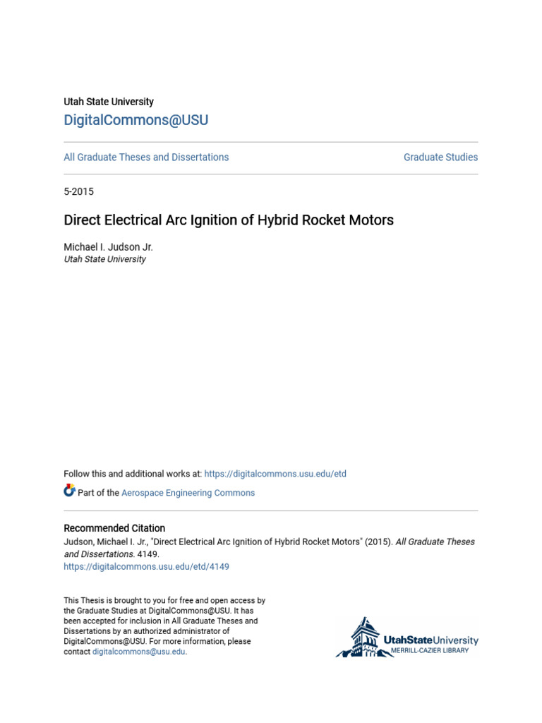 Direct Electrical Arc Ignition of Hybrid Rocket Motors | PDF | Rocket ...