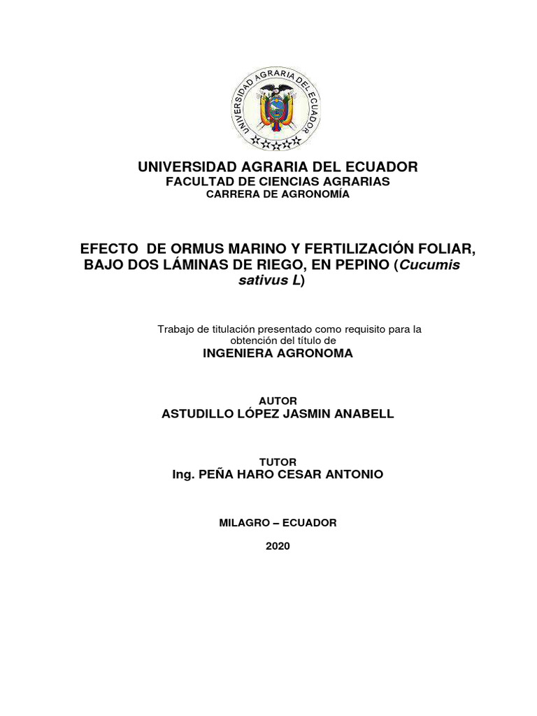 Efecto de Ormus y Fertilización en Pepino | PDF | Fertilizante | Pepino