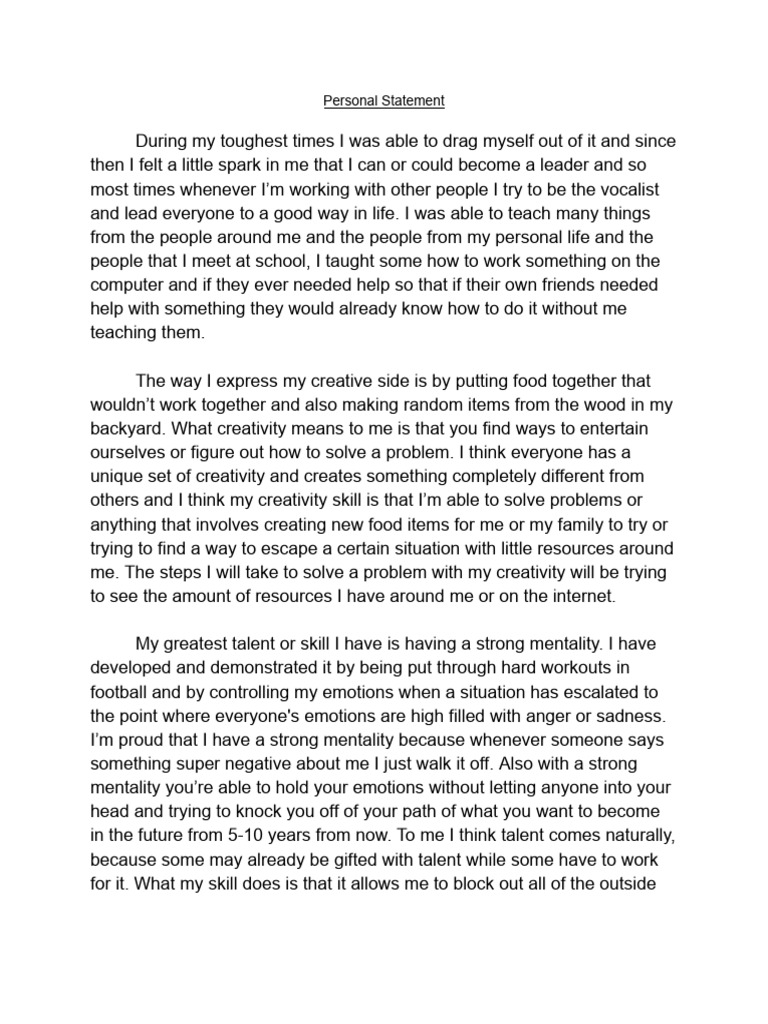 Zander Lor - Personal Statement | PDF | Creativity | Behavioural Sciences