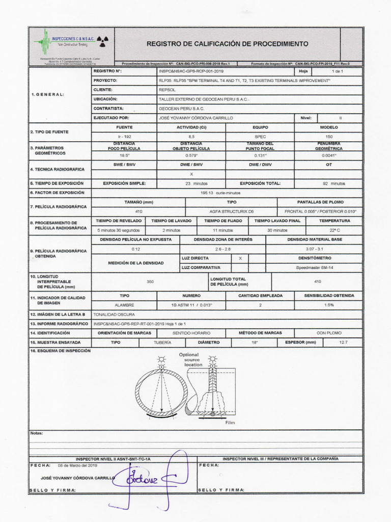 Registro De Calificación De Procedimiento Pdf