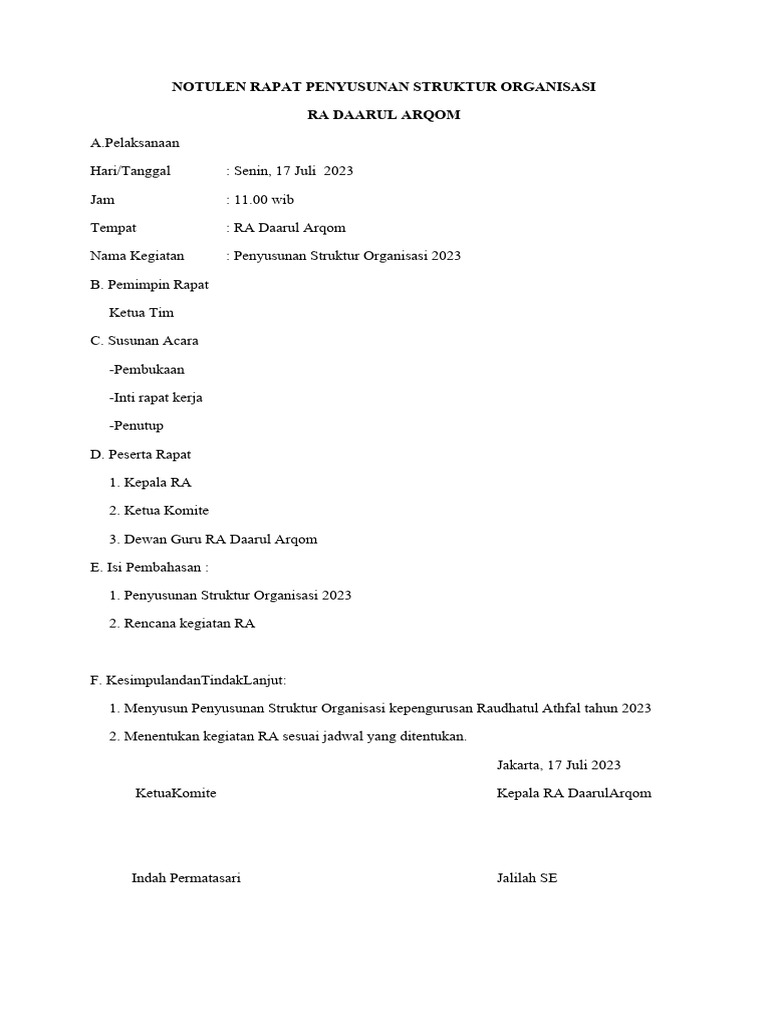 Notulen Rapat Pkka | PDF