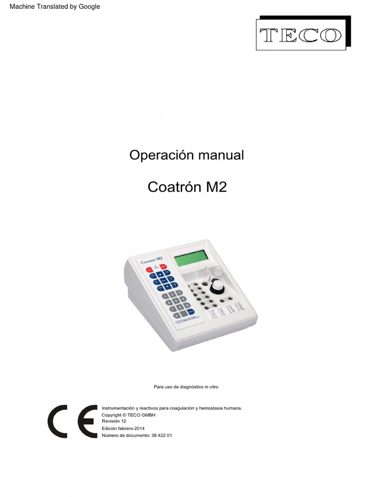 Manual de Usuario COATRON M2 | PDF | Coagulación | Residuos