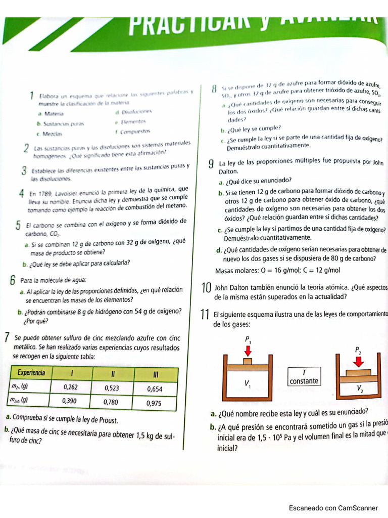 Ejercicios Libro Química | PDF