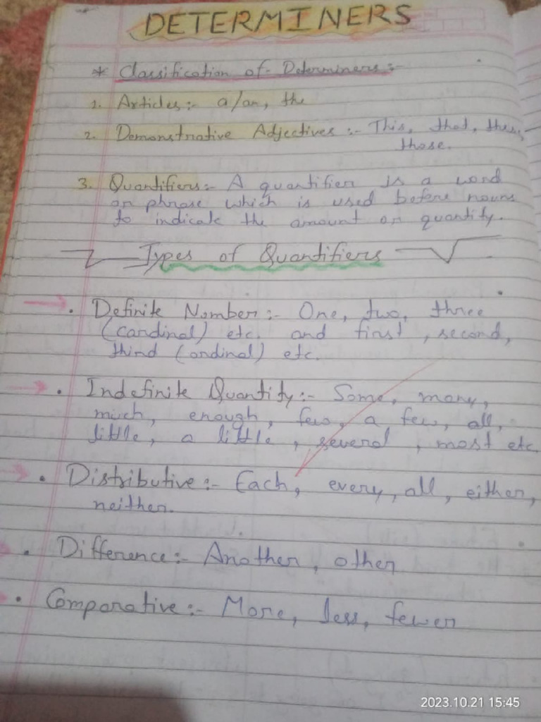 Determiners,,class 10 Cbse | PDF