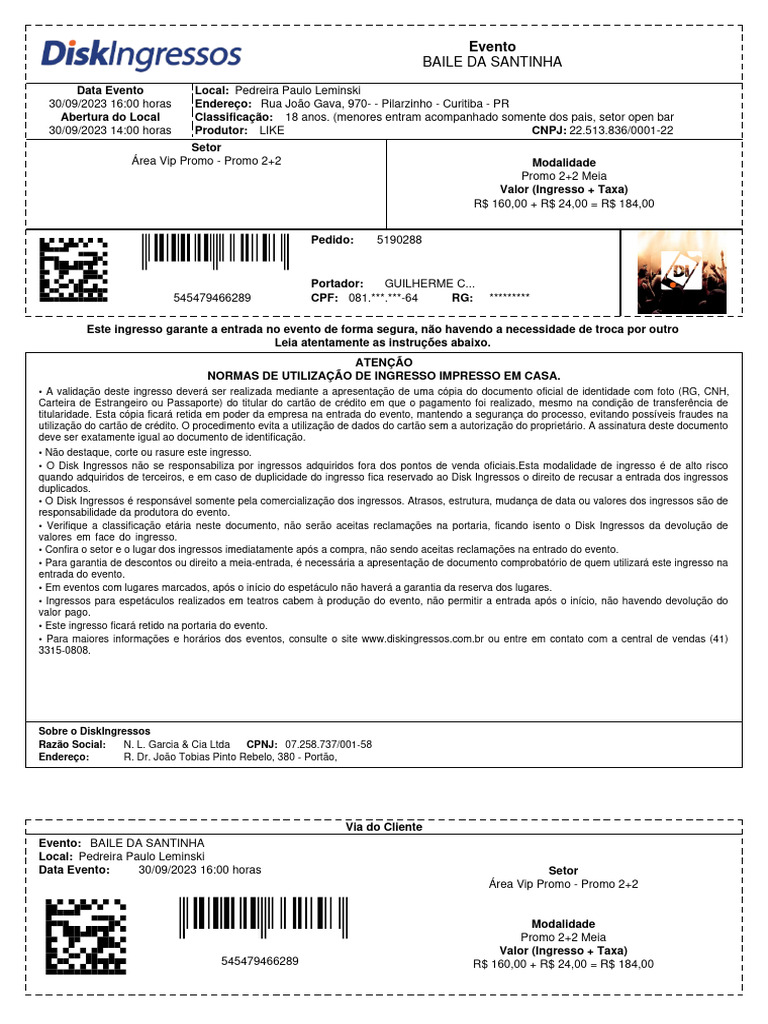 Ingresso Léo Santana (1) - 2 | PDF