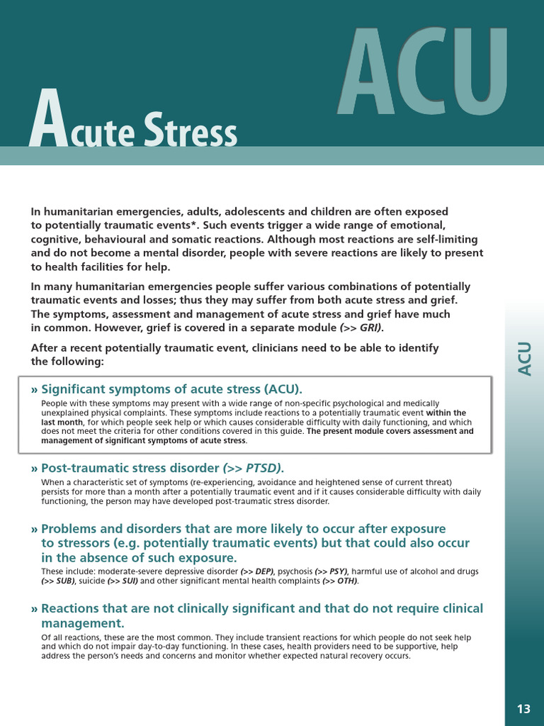 Acute Stress | PDF | Psychological Trauma | Insomnia