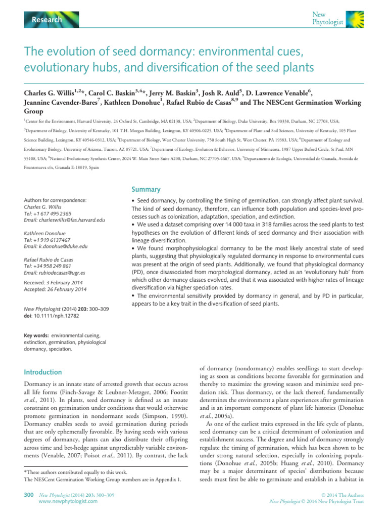New Phytologist - 2014 - Willis | PDF | Seed | Germination