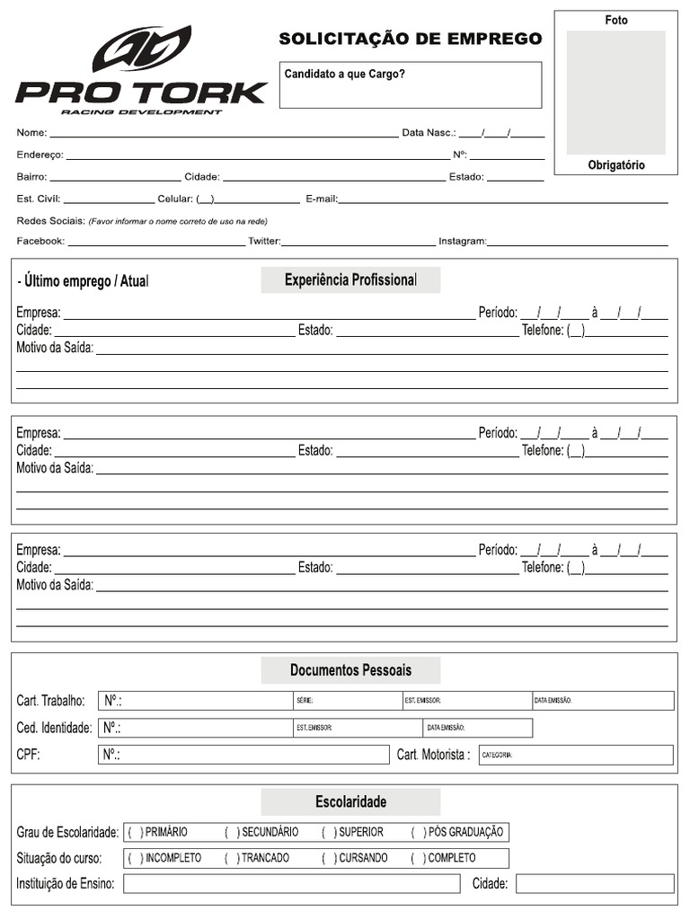 Curriculo Pro Tork Modelo Novo-1 | PDF