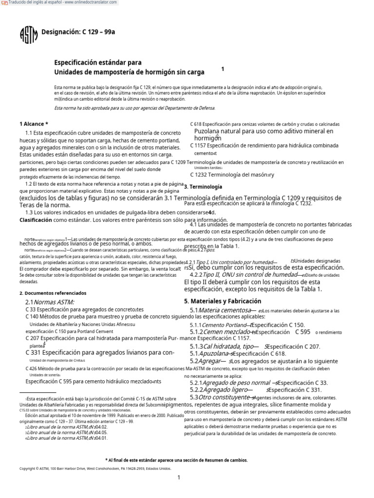 342355146-ASTM-C129 en Es | PDF | Hormigón | Cemento