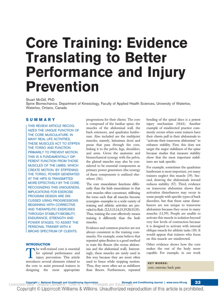 Core Training Evidence | PDF | Abdomen | Anatomical Terms Of Motion
