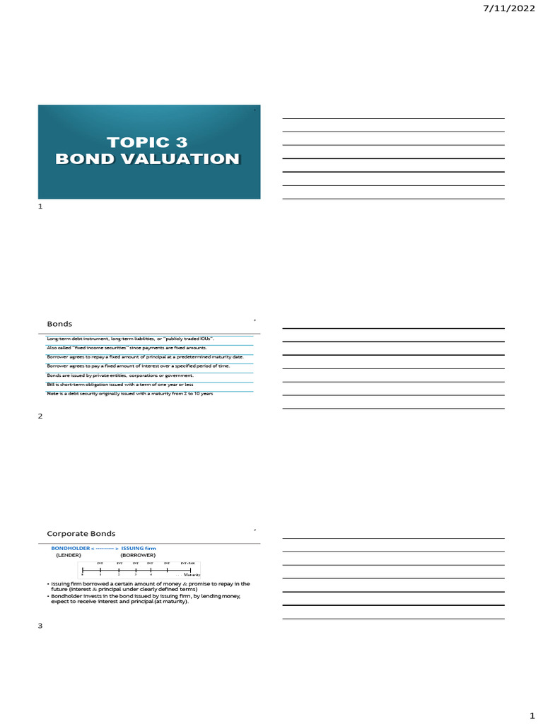 Chapter 3 Bond Valuation Edited (Student) | PDF | Bonds (Finance) | Yield (Finance)