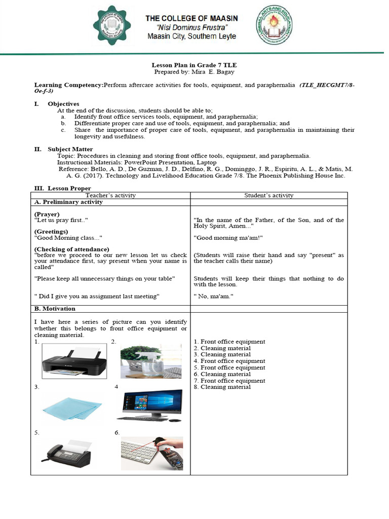 LP Grade-8 Procedure in Cleaning Front Office Tools and Equipmentjj. | PDF | Computer Keyboard ...