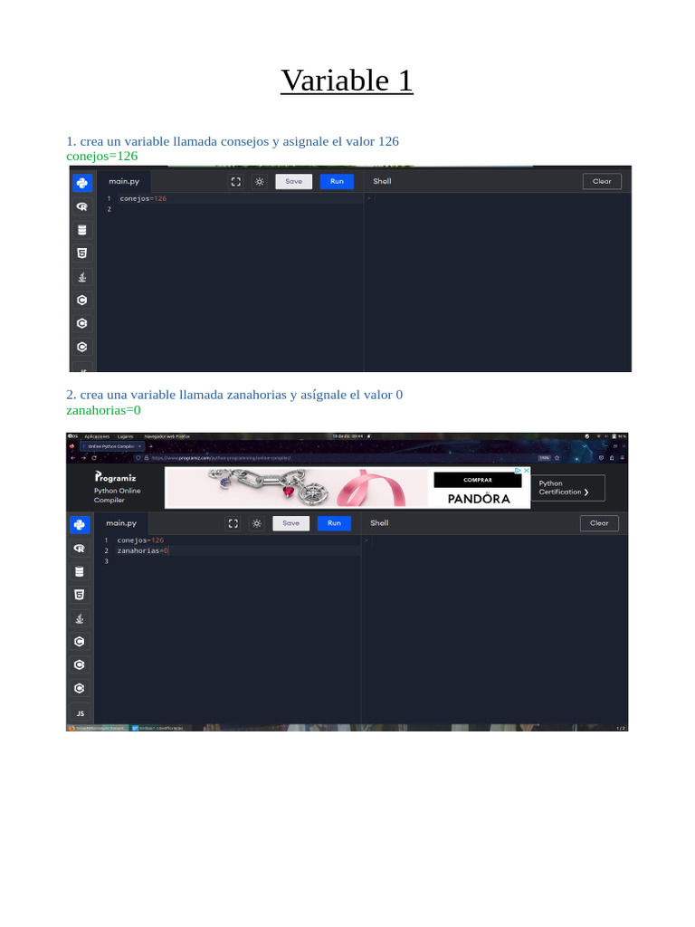 Variables y Operaciones en Python | PDF
