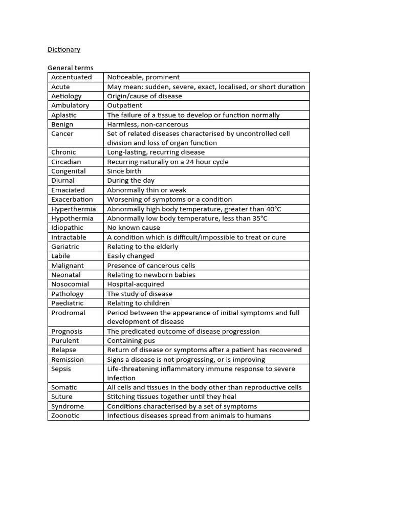 Medical Dictionary | PDF | Anatomical Terms Of Location | Cancer