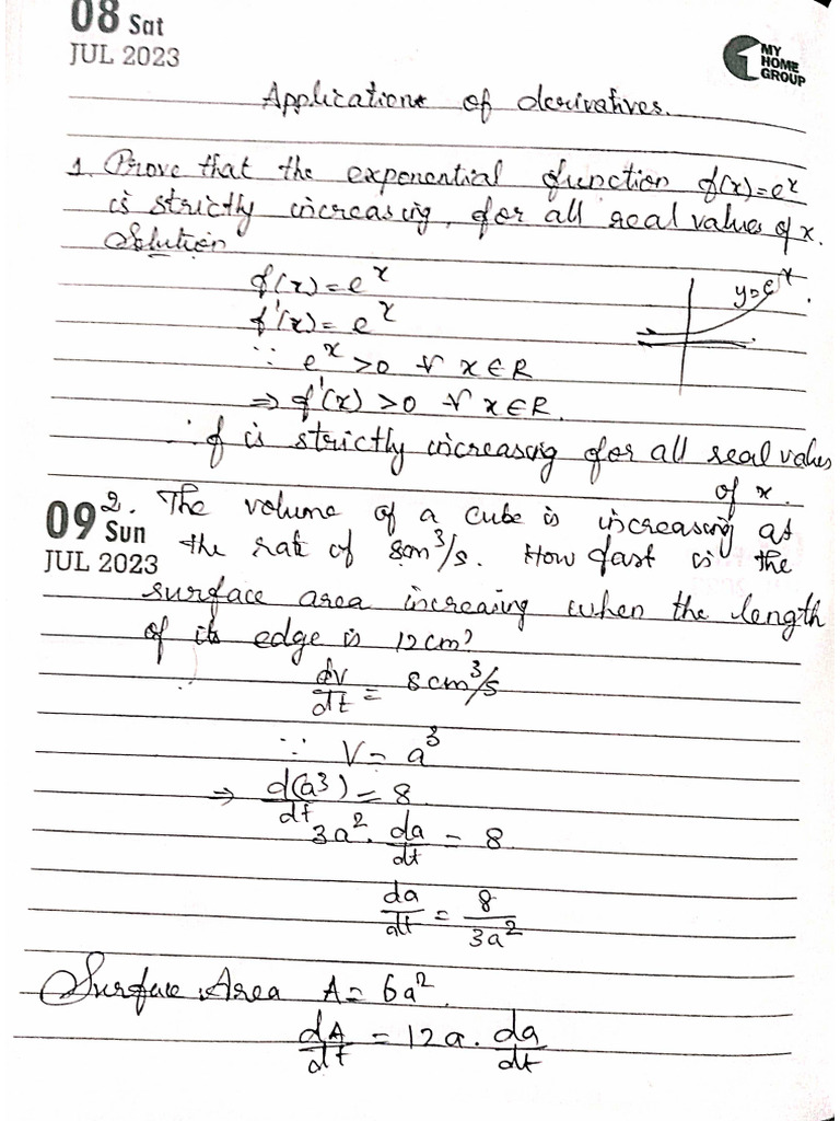 Applications of Derivatives Solutions | PDF