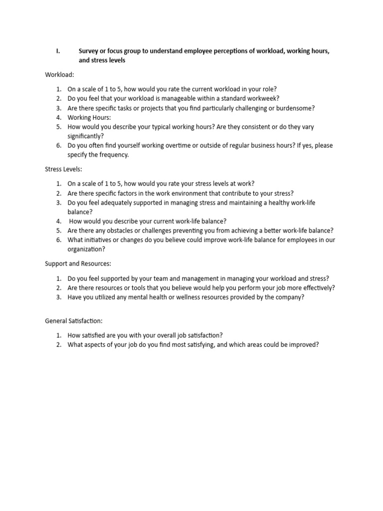 Survey To Understand Employee Perceptions of Workload | PDF | Workload | Working Time