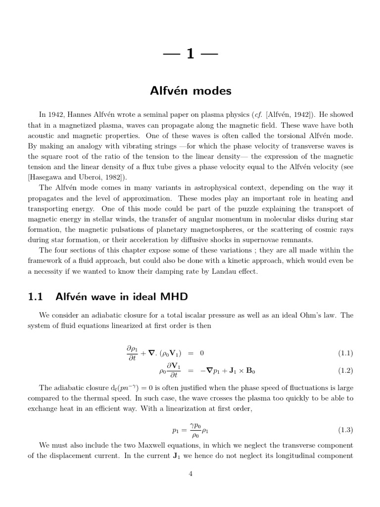 Alfvén Modes in Magnetized Plasma | PDF | Magnetohydrodynamics | Waves