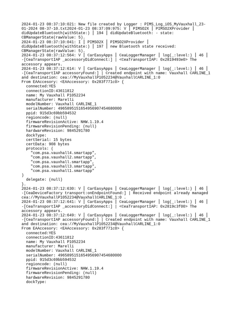 PIMS - Log - iOS - MyVauxhall - 23-01-2024 08-37-10 | PDF | Computing | Data Transmission