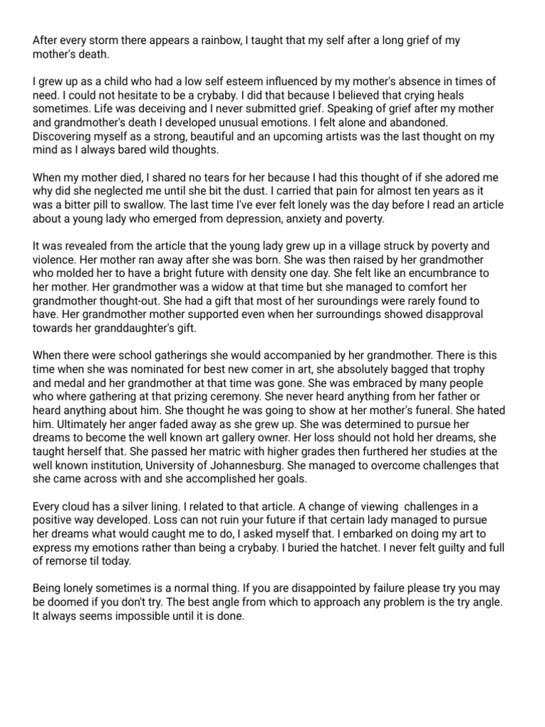 An Essay About My Life Changes - THANDI NYATELA | PDF | Psychology